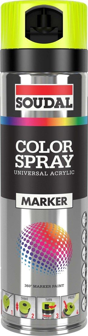 Soudal Color Marker Spray Fluorgeel 500 ml | Fluorgeel | 175000094005